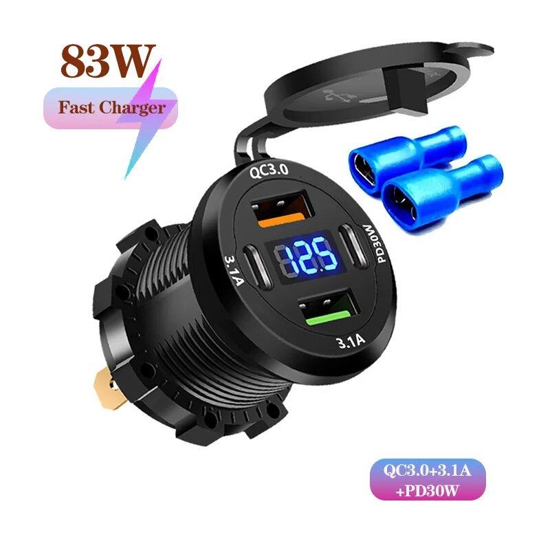 Автомобильное зарядное 83W, QC3.0, PD30W, MT008
