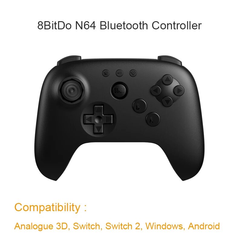 8BitDo N64 Bluetooth-контроллер Black для Switch, Windows, Android
