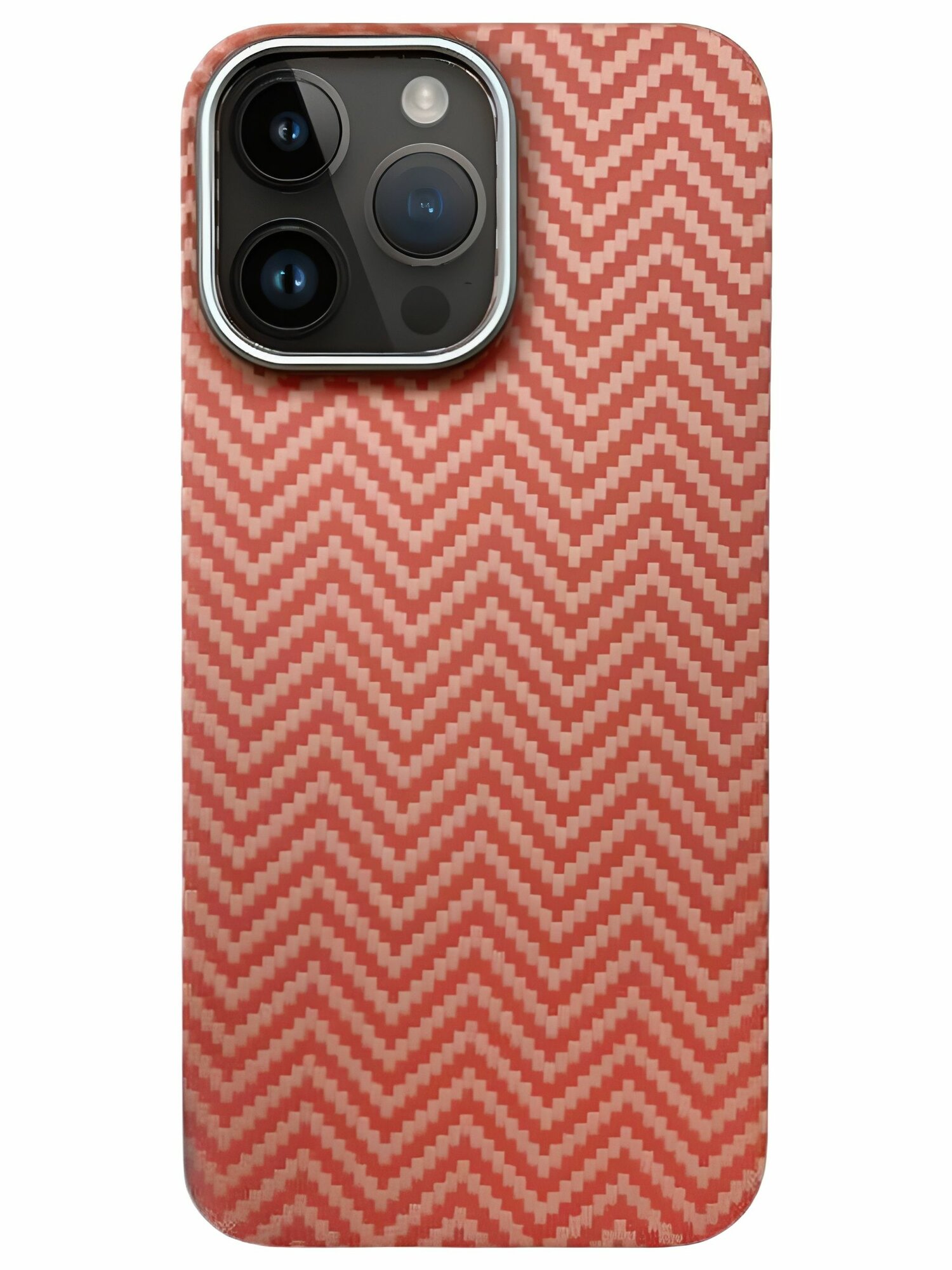 Чехол на iPhone 14 Pro Max, кевлар (арамид) сверхпрочный, M pattern