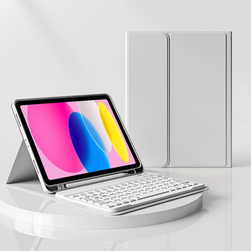 IPad Pro 11-дюймовый 2025 магнитная разборная клавиатура и кожаный чехол с отделением для ручки туманный серый