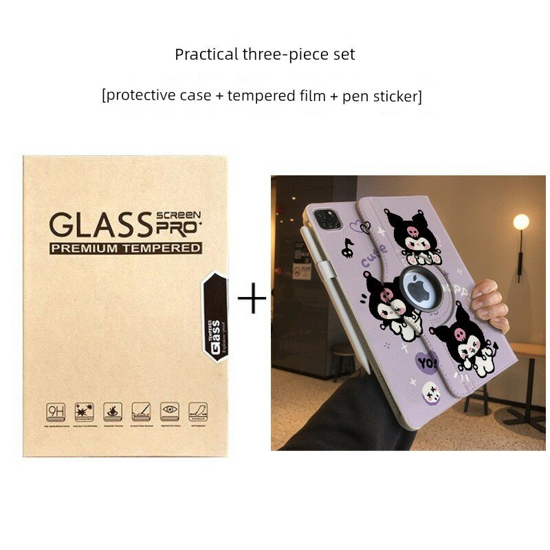 Чехол-книжка для iPad Mini 6/7 8,3 дюйма с поворотным 360-градусным штативом, защитным стеклом и письменным держателем,