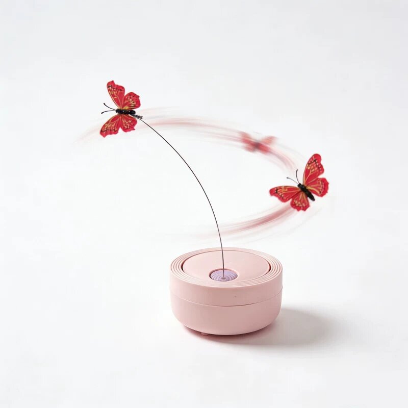 Электрическая игрушка для кошек Madden с розовой бабочкой - имитация полета для игры и развлечения кошек