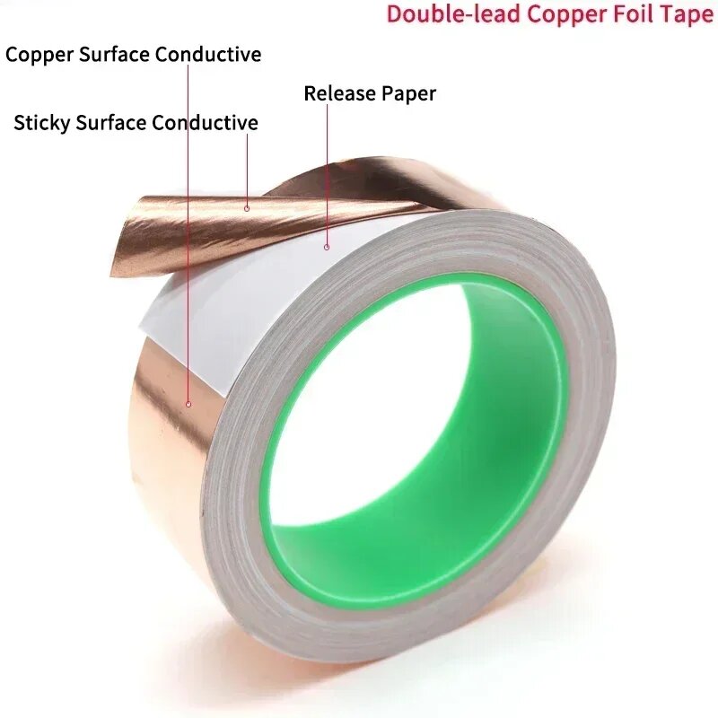 Проводящая медная лента 5-50 мм, 20 м 10 mm, Conductive on boths, 1 roll