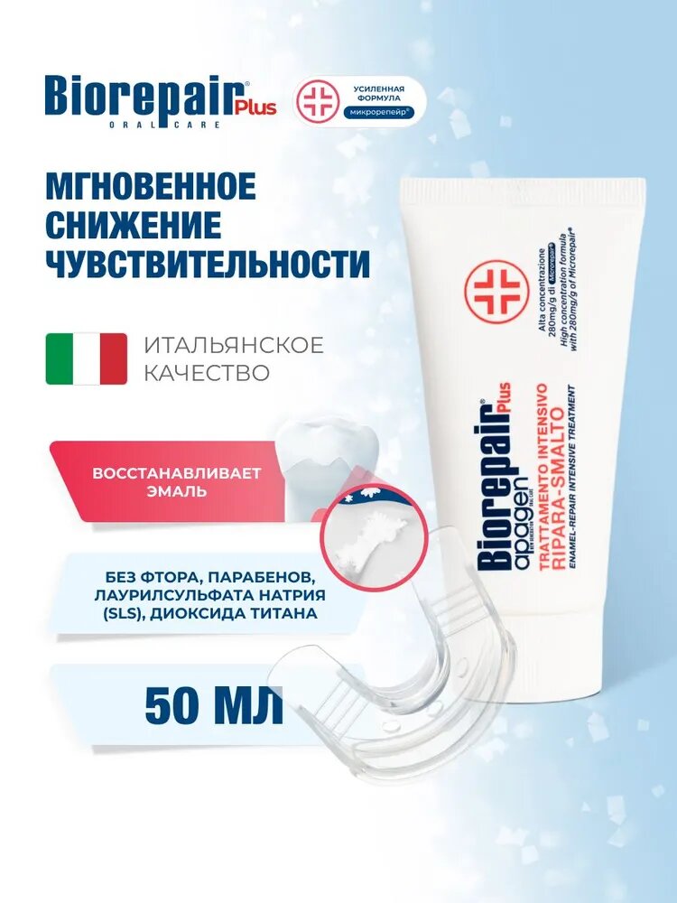 Зубная паста для снижения чувствительности зубов с капой Biorepair Desensitizing Enamel Repairer, 50 мл