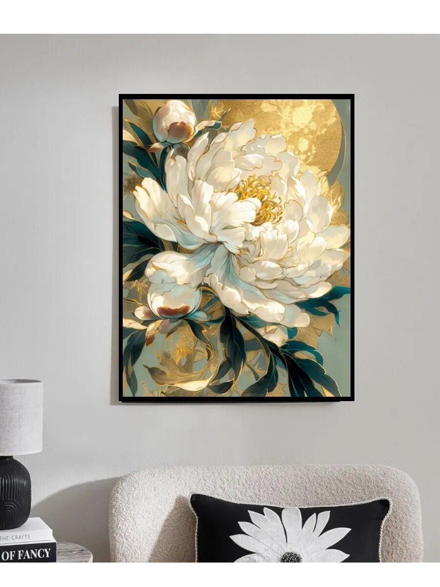 Картина "Очарование пиона", на подрамнике, 28 см x 35 см, цифровая печать