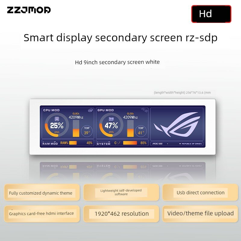 HD 9-дюймовый дисплей с высоким разрешением для ПК, USB-интерфейс, белый цвет, компактная конструкция