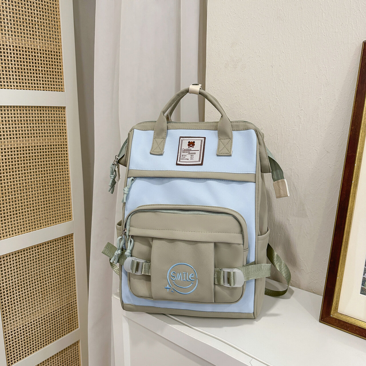 Сумка , фактура стеганая, зеленый/синий — фото 1