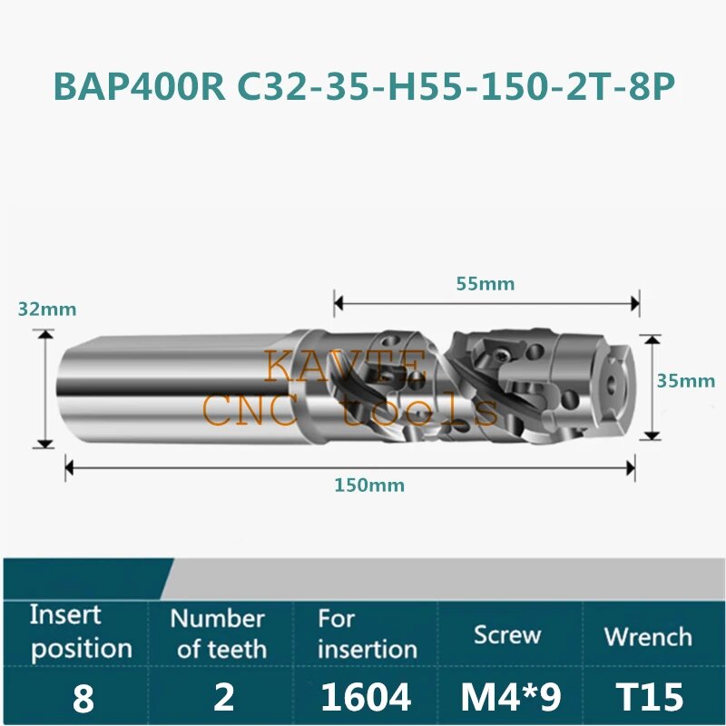 Фреза торцевая KAVTECNC BAP400R C32-35-H55-150-2T-8P