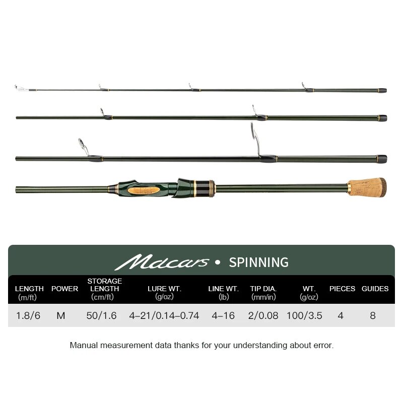 CEMREO MACARS удочка из углеродного волокна 6/7/8 футов 6ft 1.8m Spinning