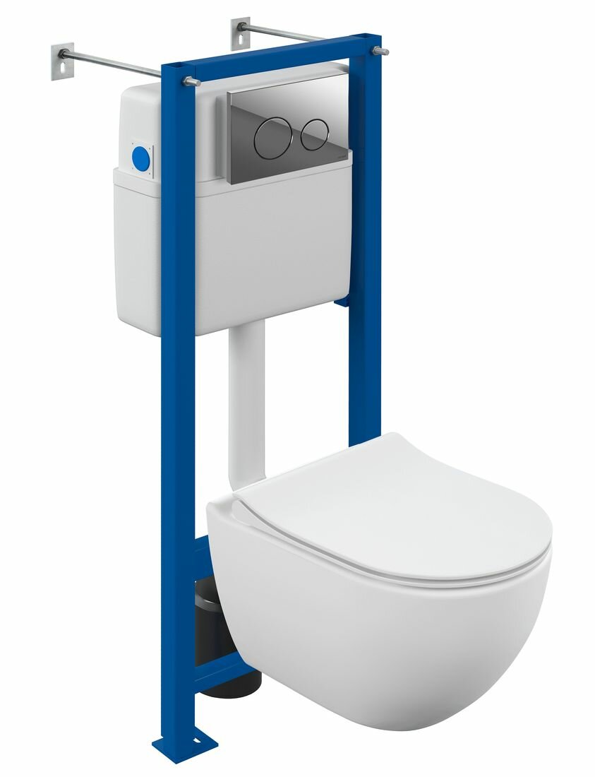 Комплект инсталляции Cersanit Brasco Smart CO DPL EO slim Vector кнопка Twins пластик хром глянцевый