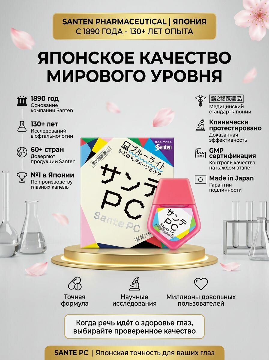 SANTEN FX PC капли для глаз японские Капли для глаз с витаминами, от сухости, усталости, японские капли увлажняющие капли против усталости глаз