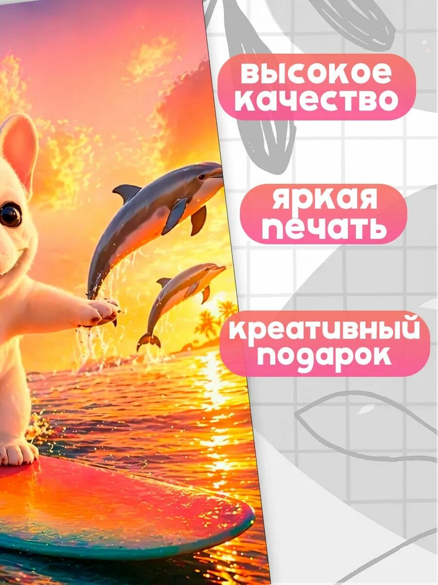 Постеры на стену Собака на серфе мем, , плакат 1шт, А3 размер. — фото 1