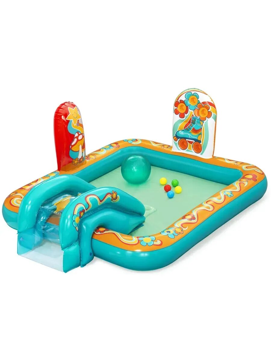 Игровой центр Bestway 53164 BW 193х152х74см "Retro Groove Play Center" сгоркой, мячами и игрушками