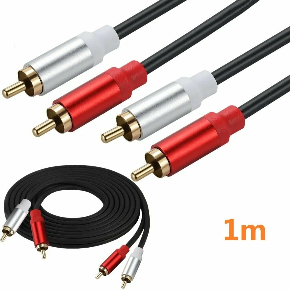 PENGQIAO Аудиокабель RCA/RCA, 1 м, черный матовый