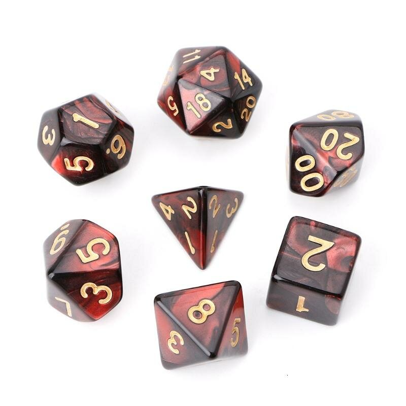 Акриловые многогранные кости для TRPG, 7 шт, Черный