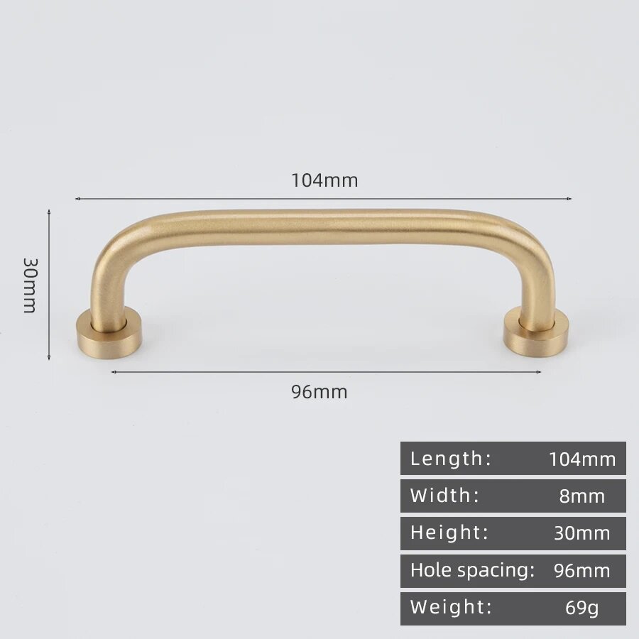 Ручки для шкафов KEDLO золотистые, 104x30x8 мм, 96 мм, 69 г, 8816-9