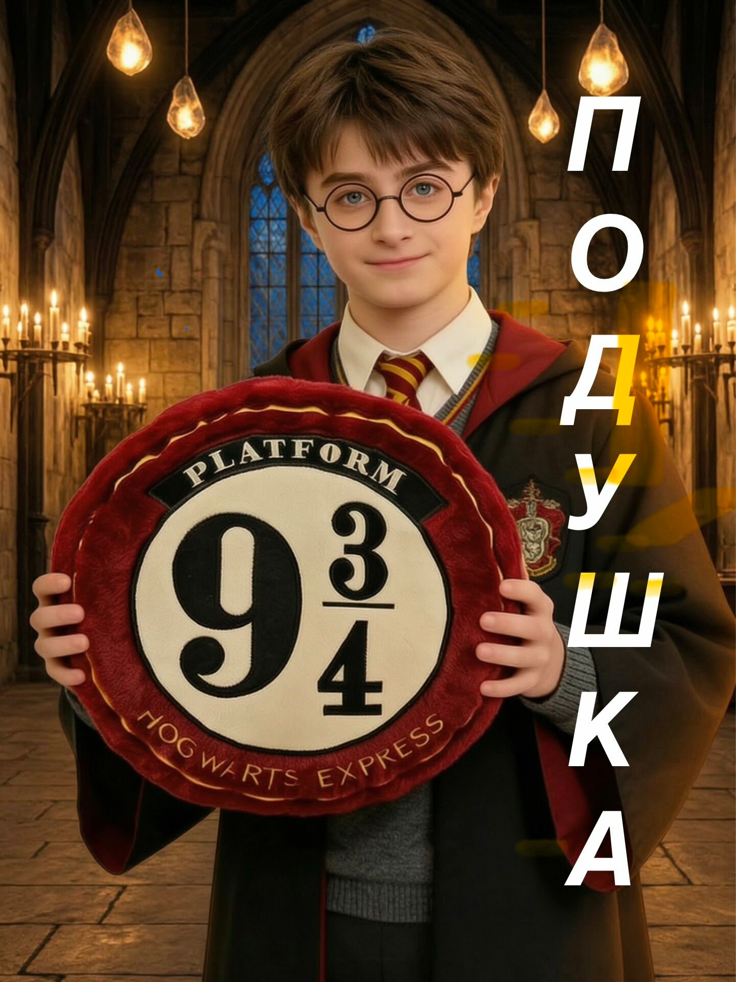 Подушка Гарри Поттер круглая , платформа 9/14