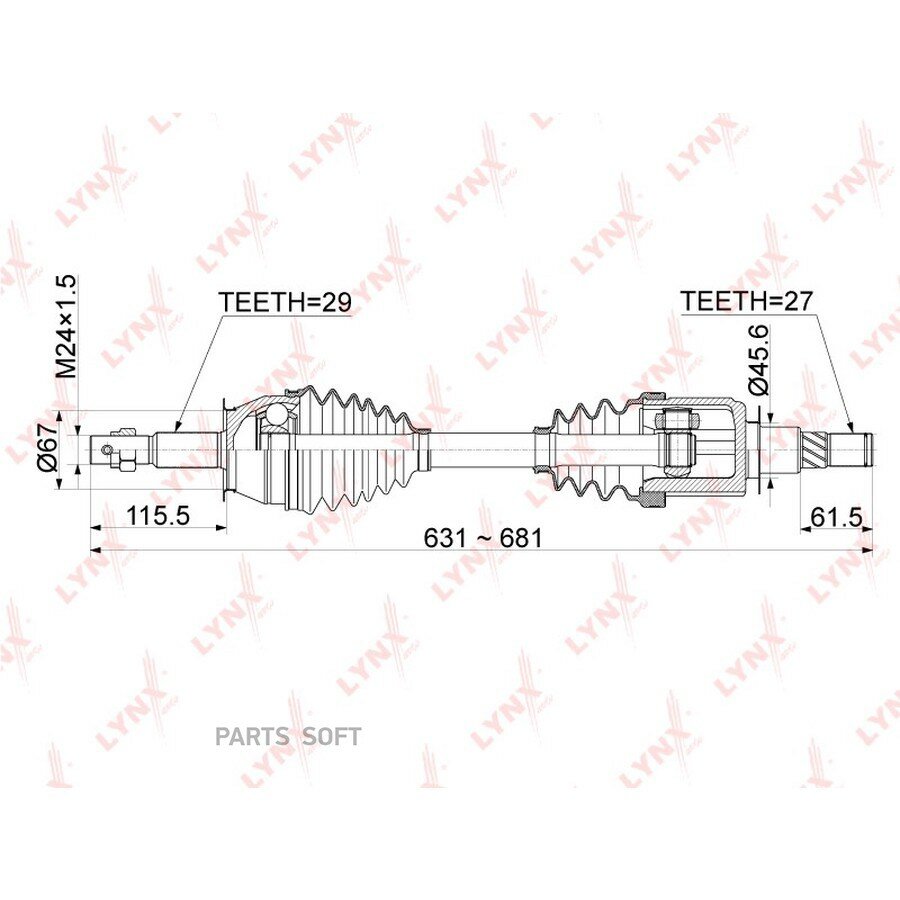 LYNXAUTO CD1111 Привод в сборе NISSAN PATHFINDER/NAVARA 05- передн.