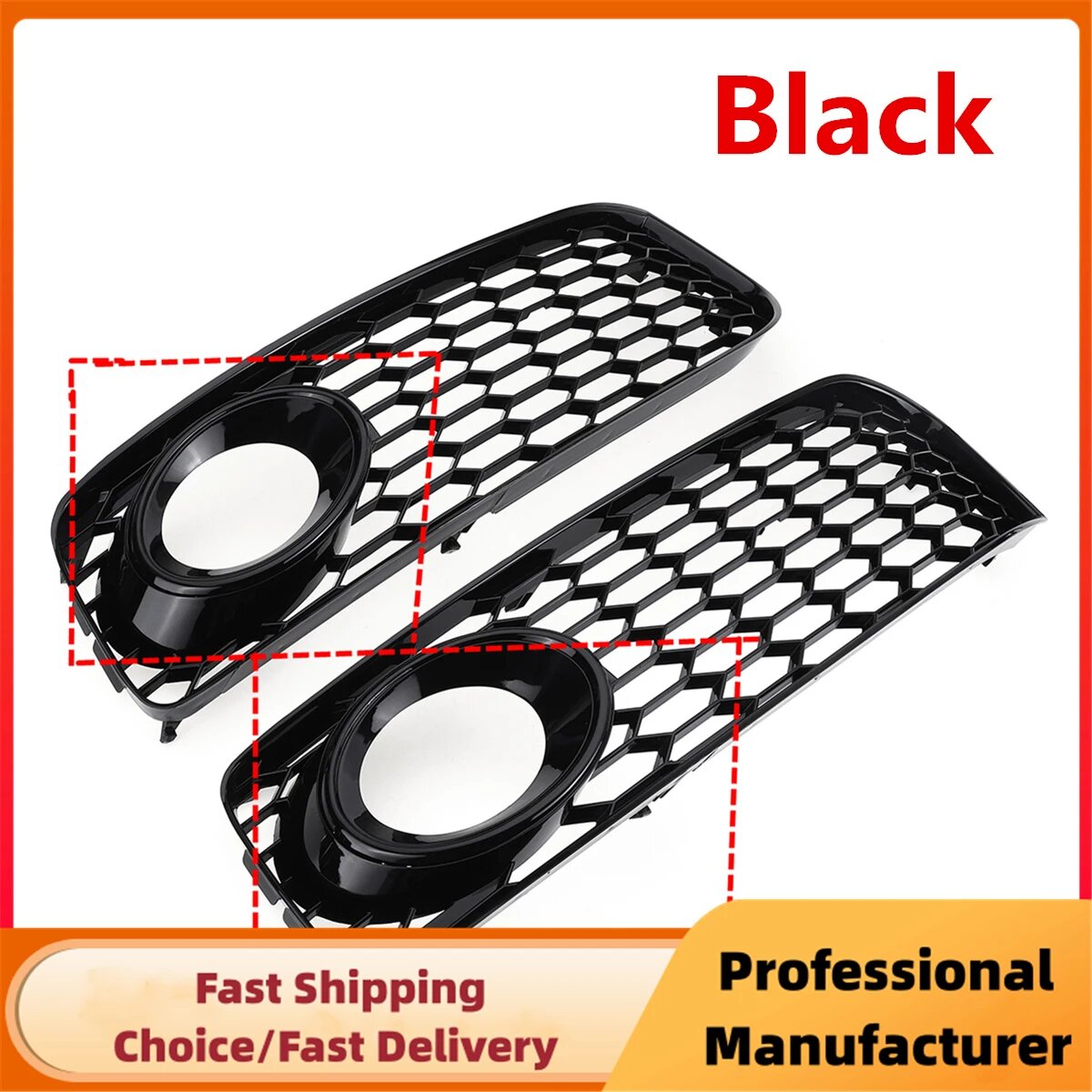 Решетка противотуманного фонаря Glossy Black для Audi A5 S5 RS5 B8 2008-2012