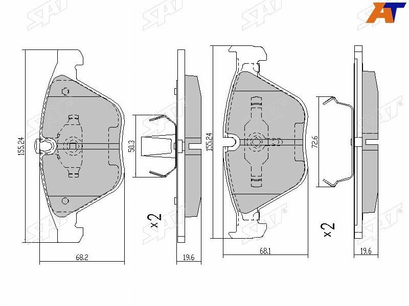. SAT Тормозные колодки передние для BMW E82 E90 92 90 E60 63 65 E89 E84