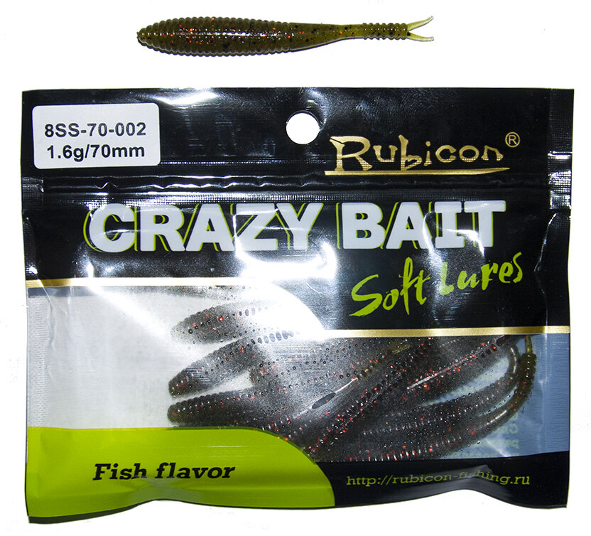 Съедобная силиконовая приманка RUBICON Crazy Bait SS 1.6g, 70mm, цвет 002