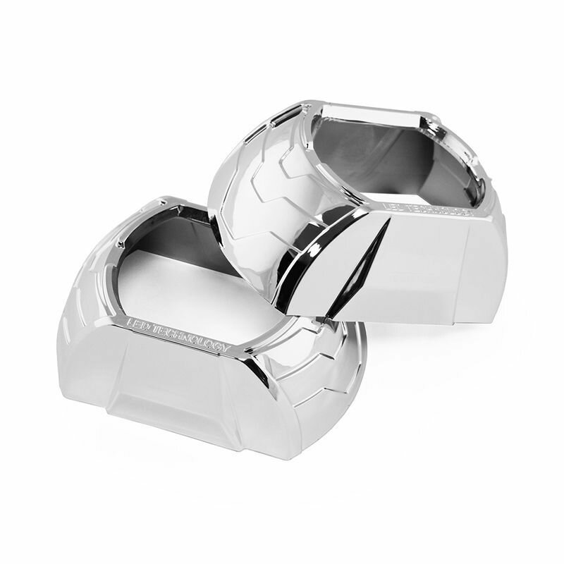 Маски MTF Light №01S для Bi-LED линз 3 дюйма, под скошенную линзу, цвет хром, комплект 2шт.