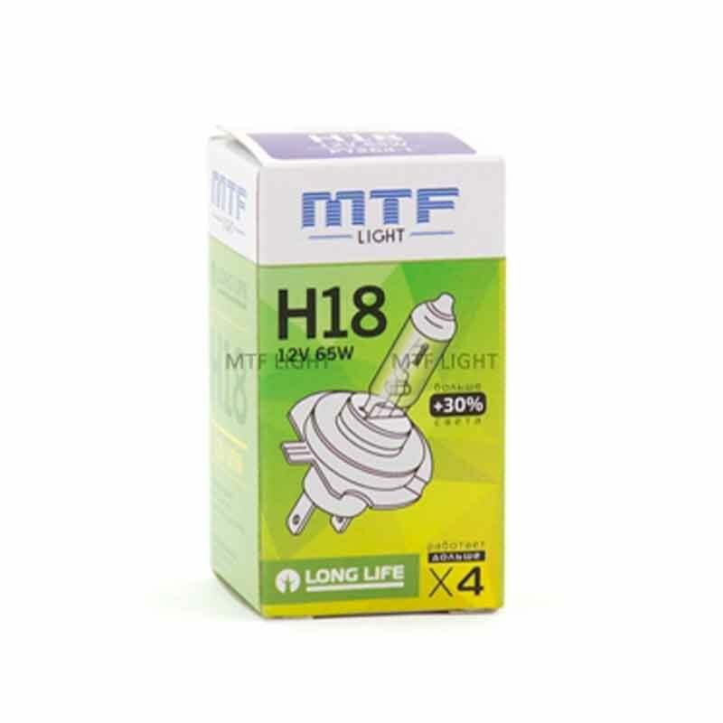 Галогенные лампы MTF Light H18, 12V, 65W, +30% LONG LIFE x4, 2шт.