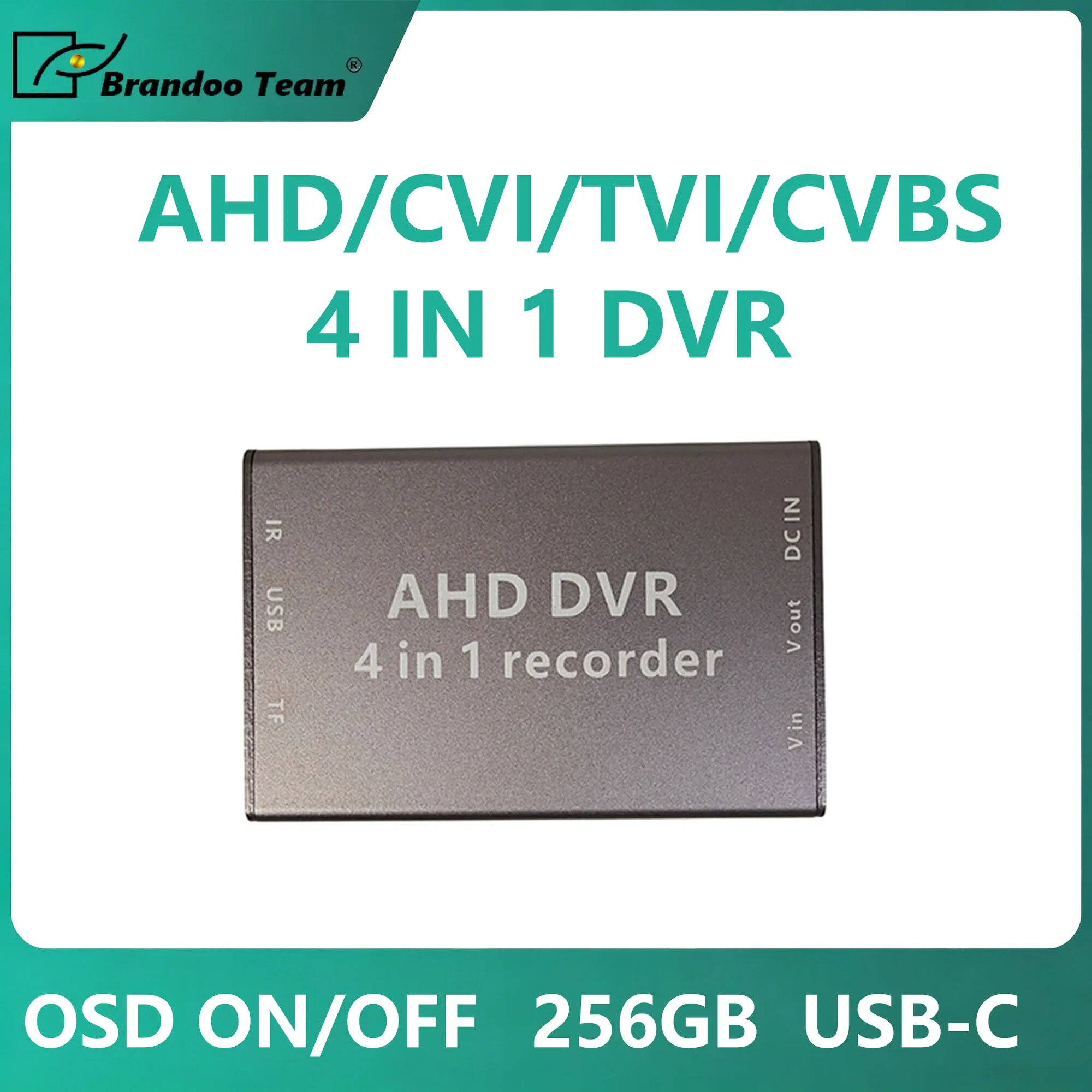 BRANDOO TEAM AHD DVR 4 в 1 1080P 256 ГБ US-Plug