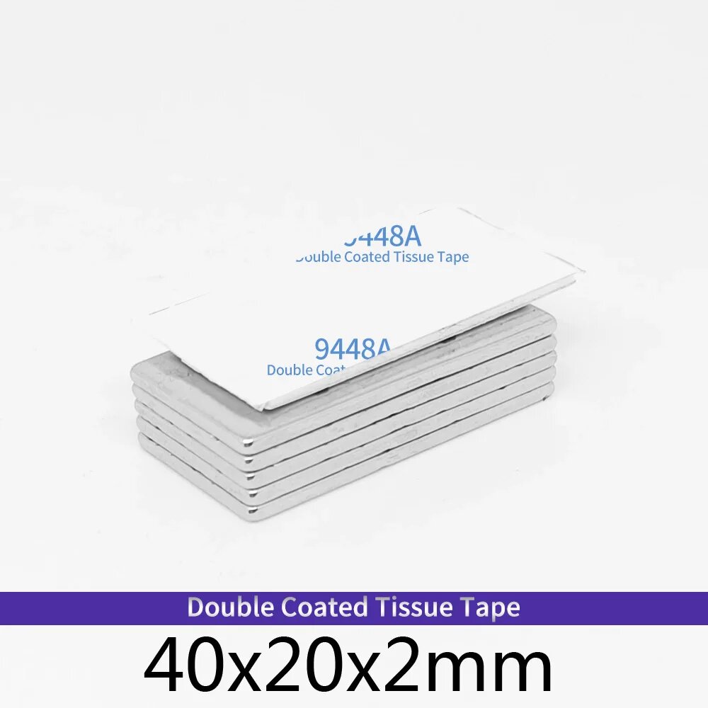 Сильные магниты 40x20x2 мм серебристого цвета 2 PCS