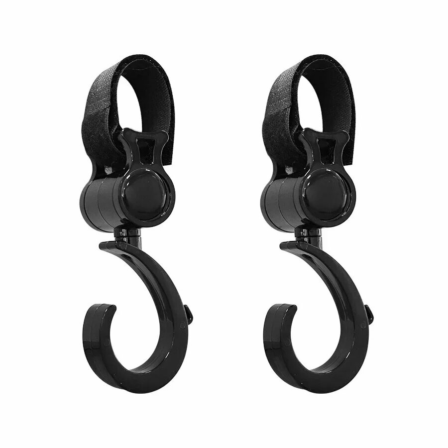 Пластиковый крючок для коляски черный 2pcs