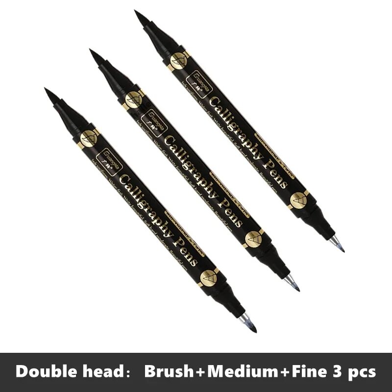 Набор каллиграфических ручек с двойным наконечником Brush+Medium+Fine, 3 шт