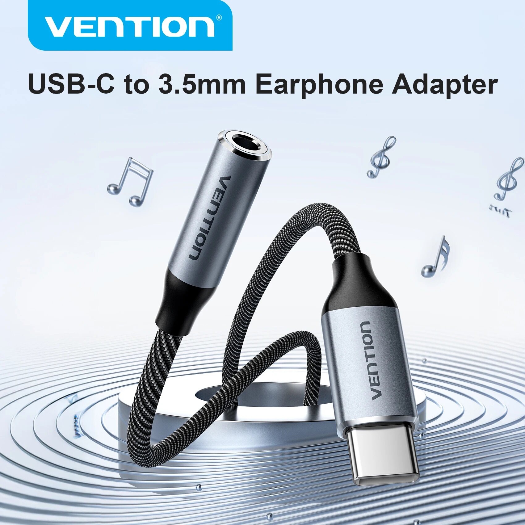 Адаптер Vention USB Type-C на 3,5 мм для наушников, кабель USB-C, аудиокабель-адаптер Aux для iPhone 17, 16, Samsung S24