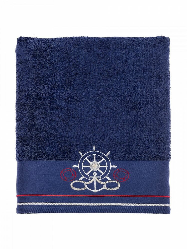 Полотенце Tivolyo Home NAVY (синее) 75х150 в морском стиле с якорем