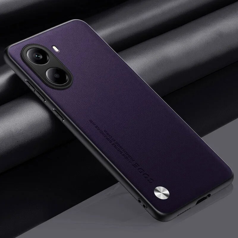 Кожаный Металлический Магнитный Держатель Для Автомобиля Для POCO Poco X6, Фиолетовый, Dark purple