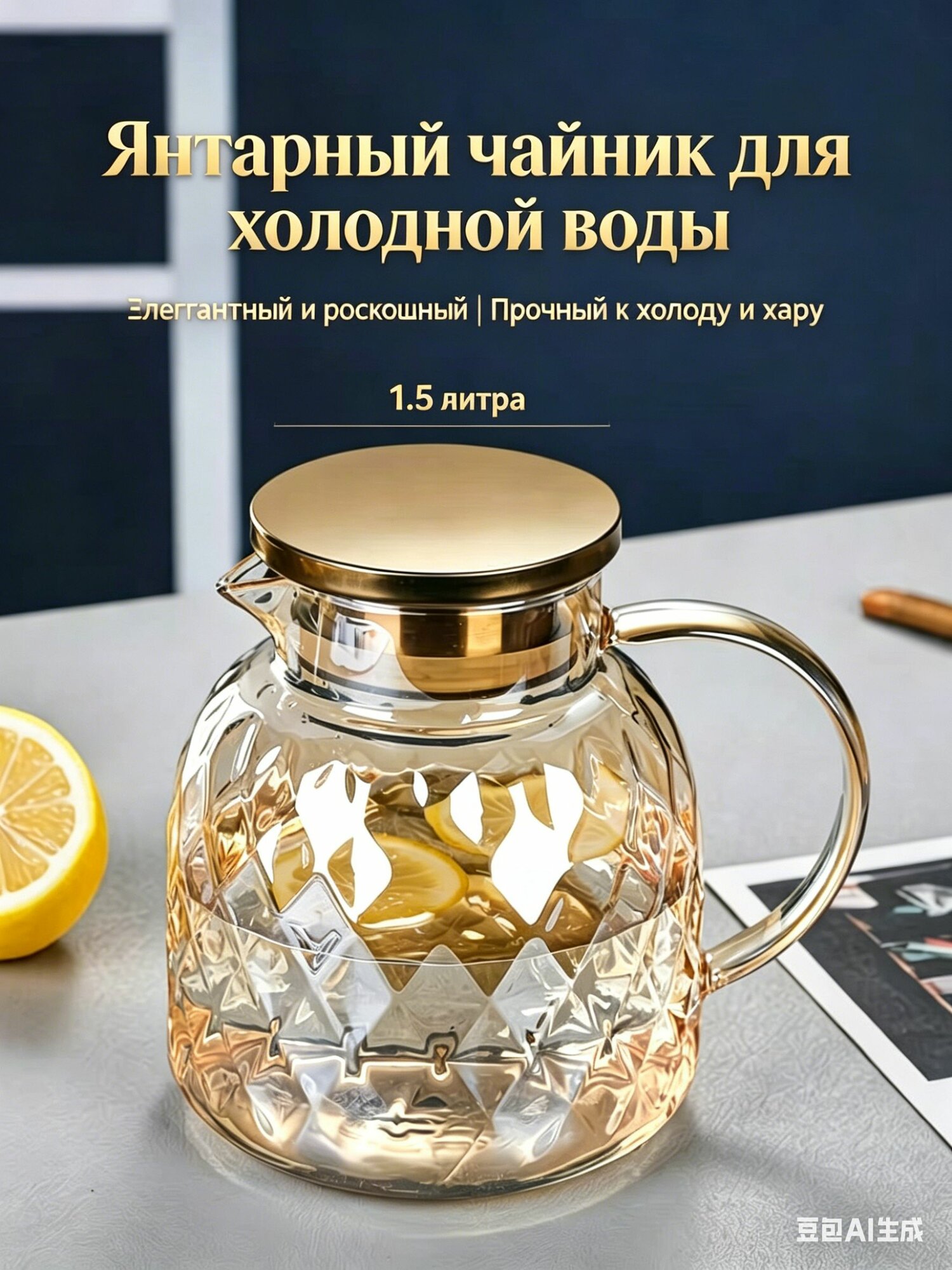 Кувшин "графин темное стекло с рисунком ромб с крышкой и фильтром", 1.8 л. Специальная цена, из Китая.