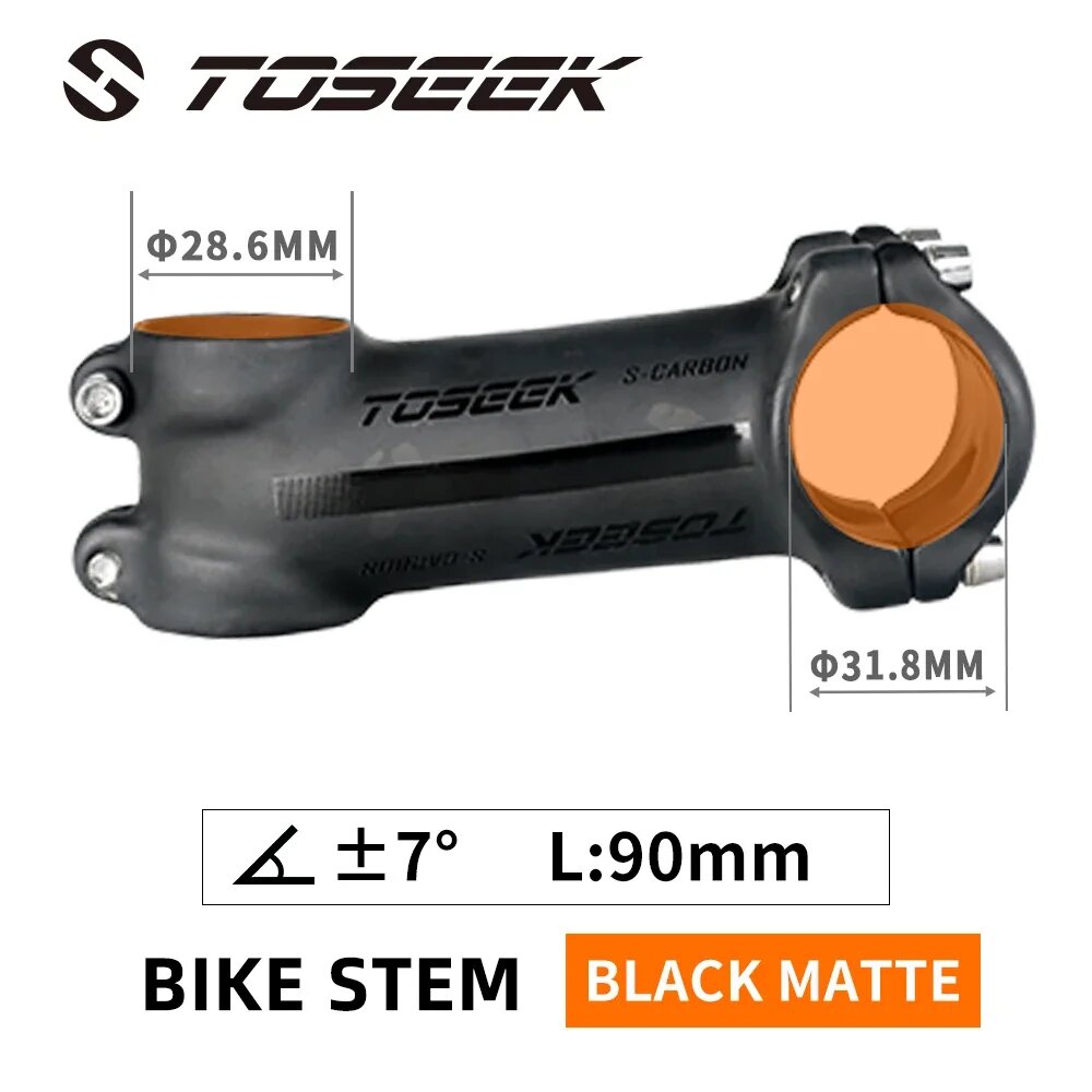 TOSEEK Вынос руля 90мм, 31.8/28.6мм, ±7°, черный матовый