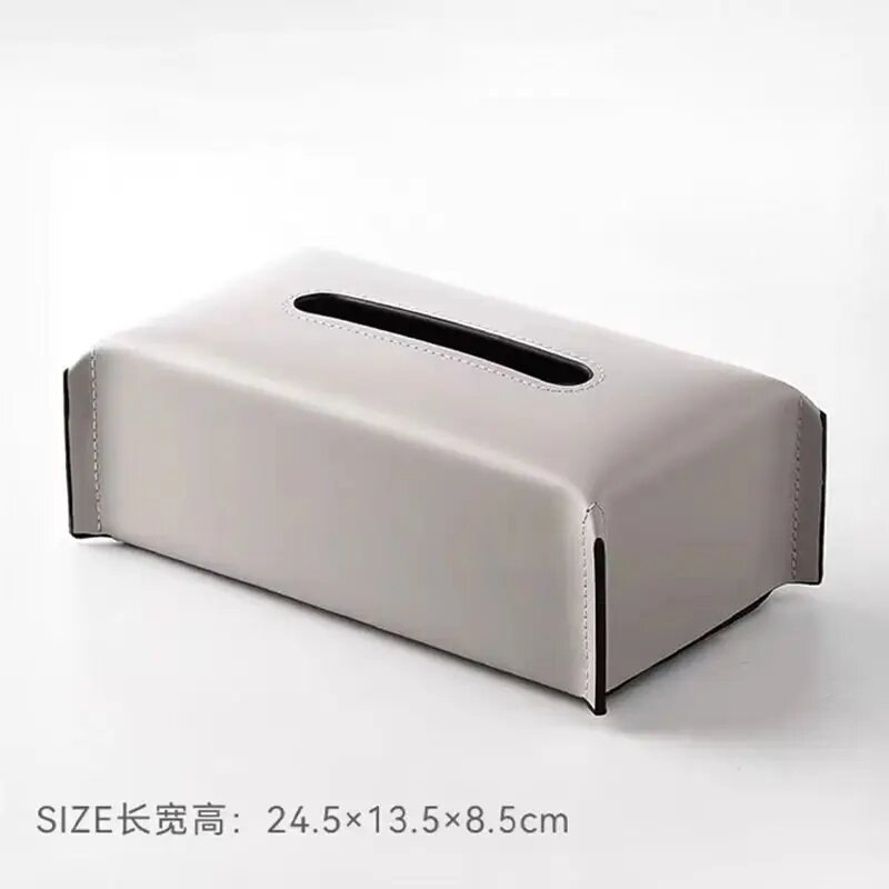 Серый кожаный чехол для салфеток 24.5x13.5x8.5 см