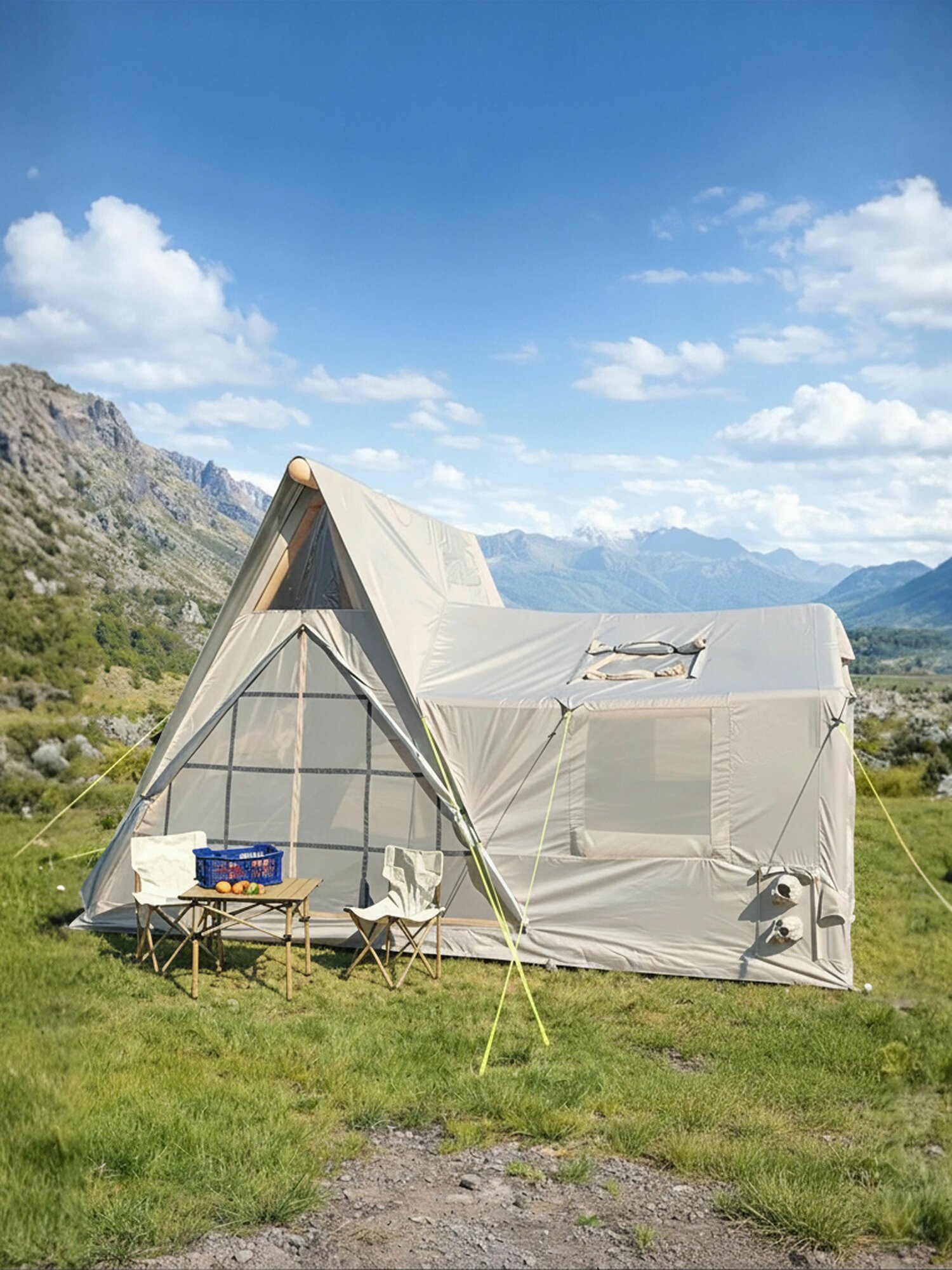Палатка надувная туристическая большая 8-10-местная MIR1855 дом-палатка Mir Camping, бежевый