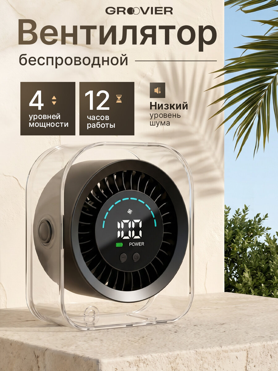 Вентилятор GROOVIER, настольный, портативный, мощный, бесшумный