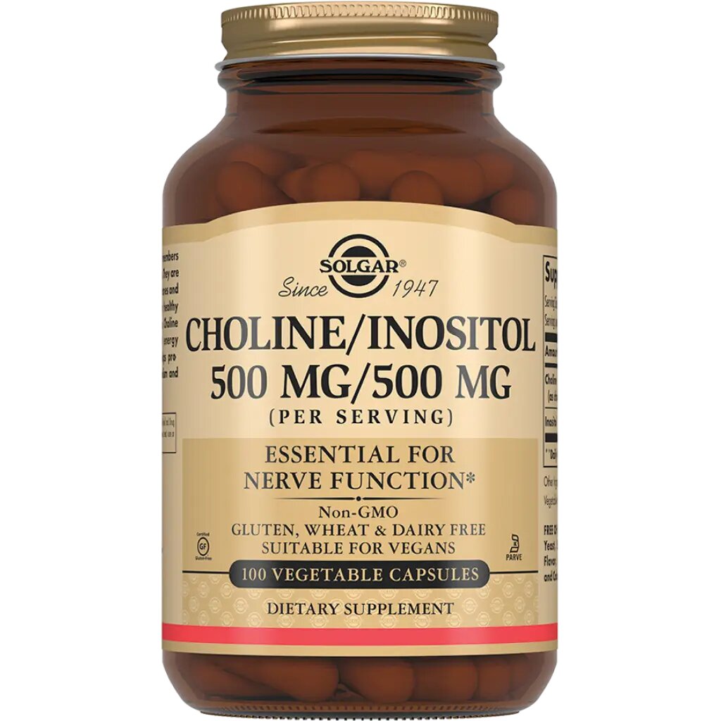 Solgar Холин/Инозитол 500 мг/500 мг / Choline/Inositol 500mg/500 mg Vegetable Capsules капсулы 100 шт
