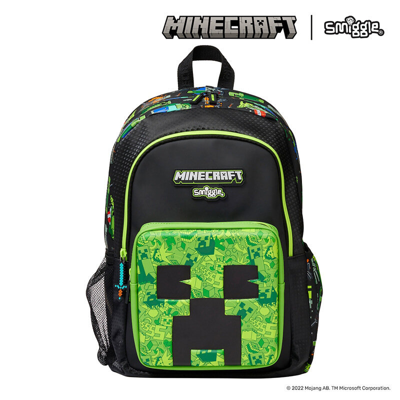 Рюкзак Smiggle Minecraft, Глубокий черный с неоново-зеленым
