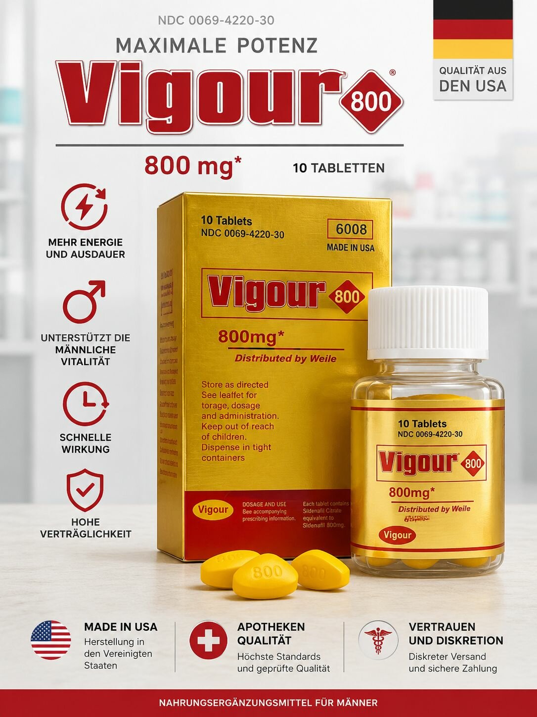 Vigour 800 таблетки для мужчин, энергия, тонус и ежедневная активность