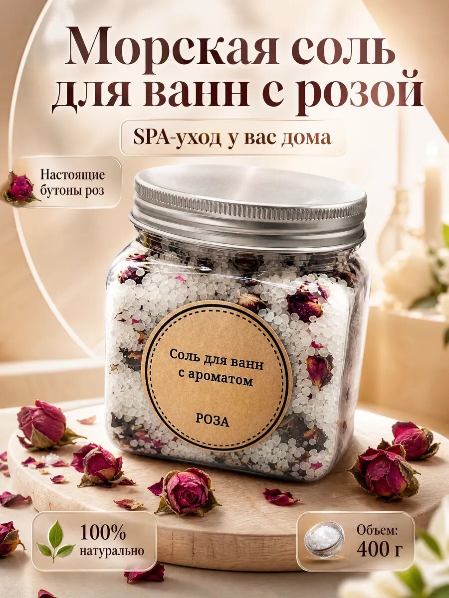 Соль для ванн с бутонами роз