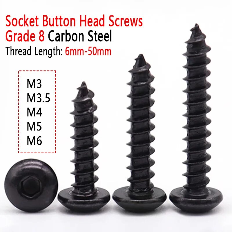 Саморезы M3 M3.5 M4 M5 M6 черные углеродистая сталь 8 M4x10mm-30pcs