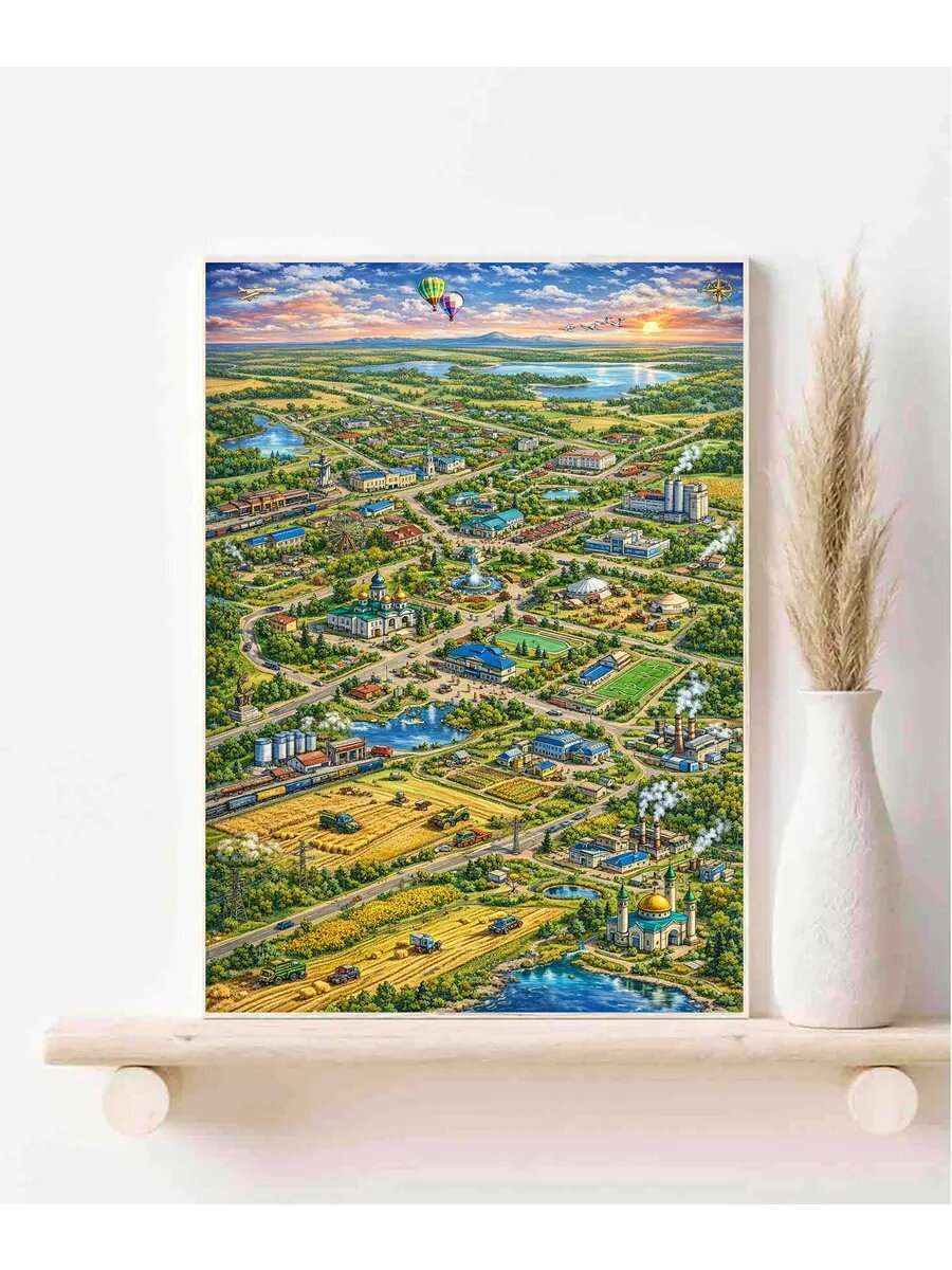Тайынша, Казахстан, Fantasy Map, Карта, Плакат 30x42см