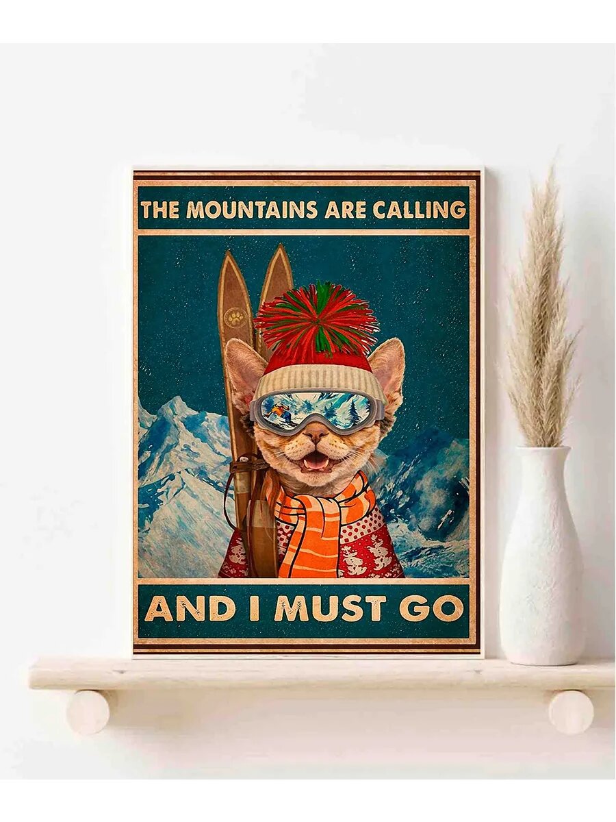 Девон-рекс, Skiing, Плакат 30x42см