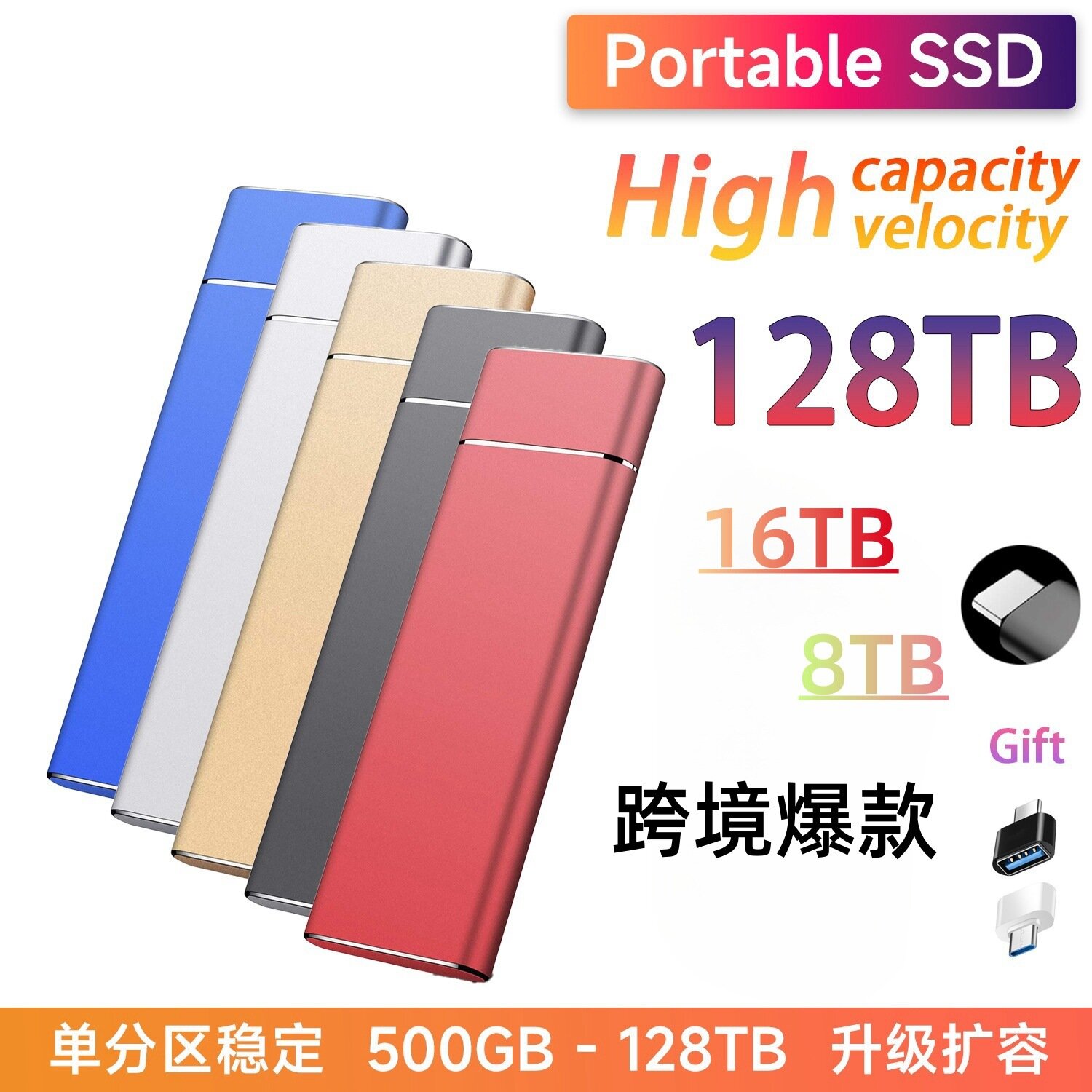 4ТБ Высокоскоростной внешний твердотельный накопитель SSD черного цвета компактная конструкция для ноутбука и ПК