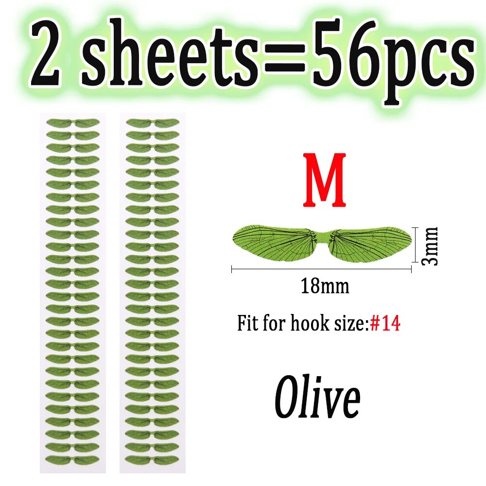 Wifreo Крылья для мушек Mayfly Зеленый, 2sheets Olive M
