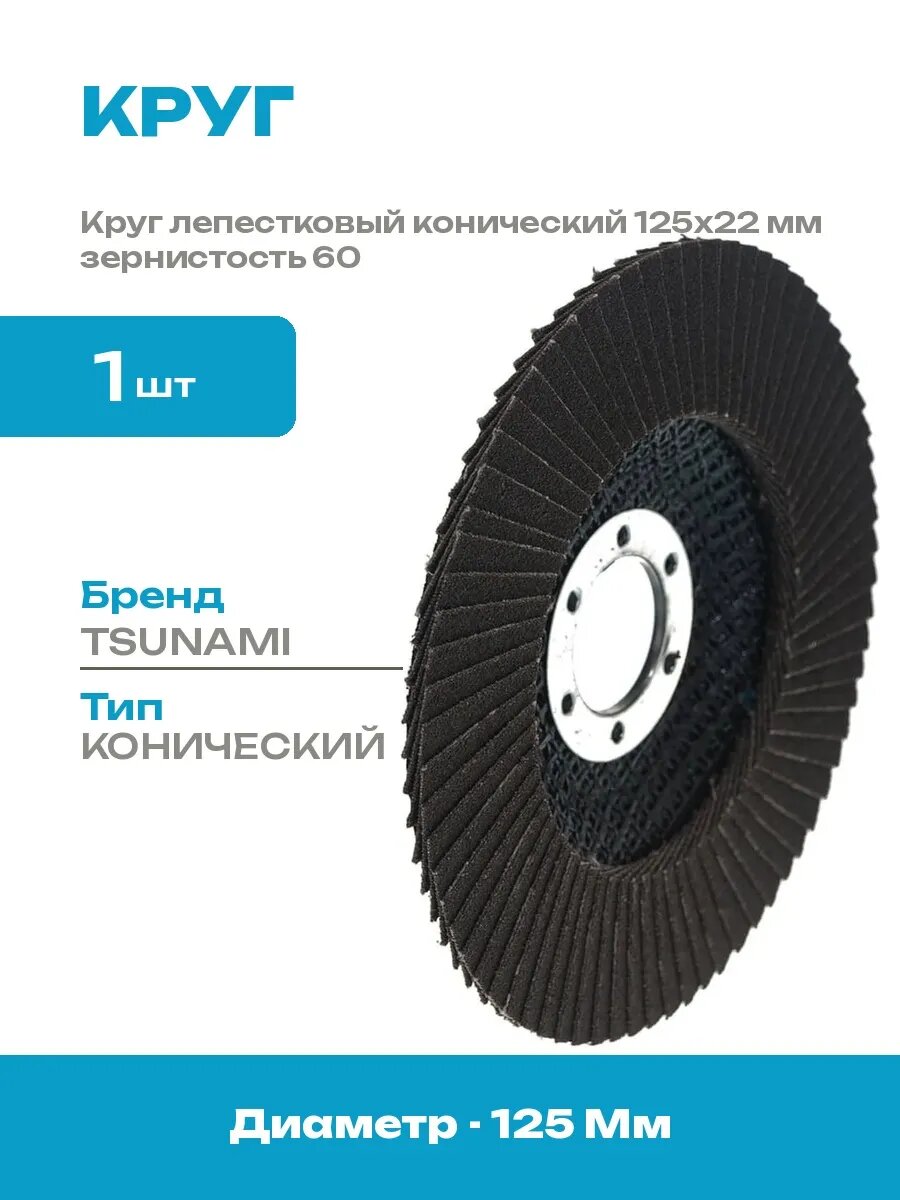 Диск шлифовальный лепестковый 125 мм конический КЛТ 60
