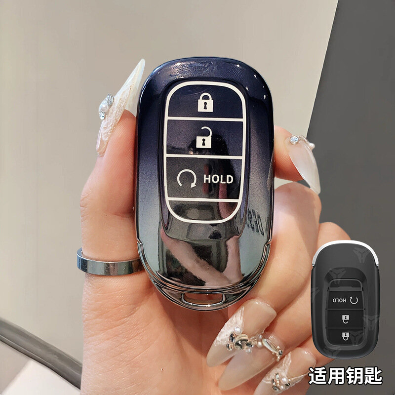 Градиентный черный чехол для ключа автомобиля Honda Civic, CR-V, Accord, HR-V, City, Pilot - Одиночный чехол